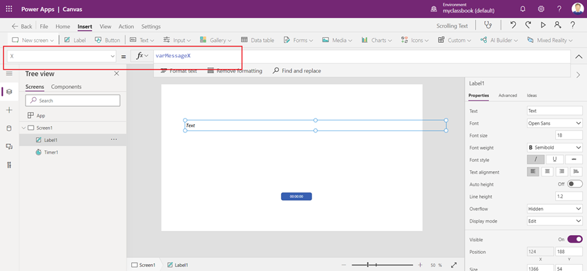 How To Add Marquee (Scrollable Text) In PowerApps